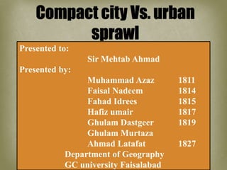 compact cities vs. urban sprawl | PPTX