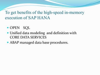 HANA WITH ABAP OVERVIEW | PPTX