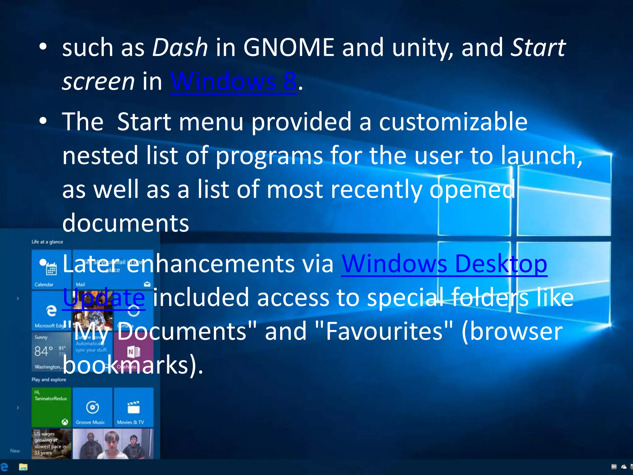 desktop startmenu task bar | PPTX