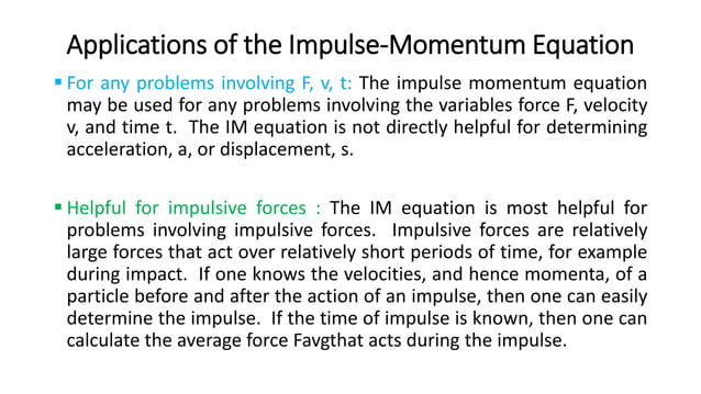 Application Of Impulse Momentum Equation | PPTX