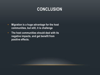 The impacts of mass immigration on the host communities | PPTX