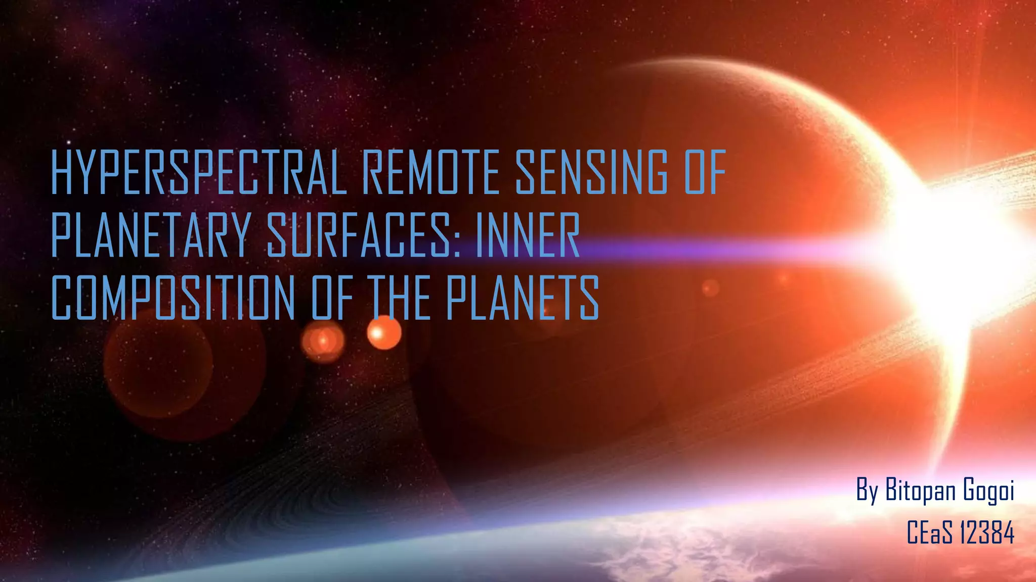 Hyperspectral Remote Sensing Of Planetary Surfaces Inner Composition Of The Planets Pdf