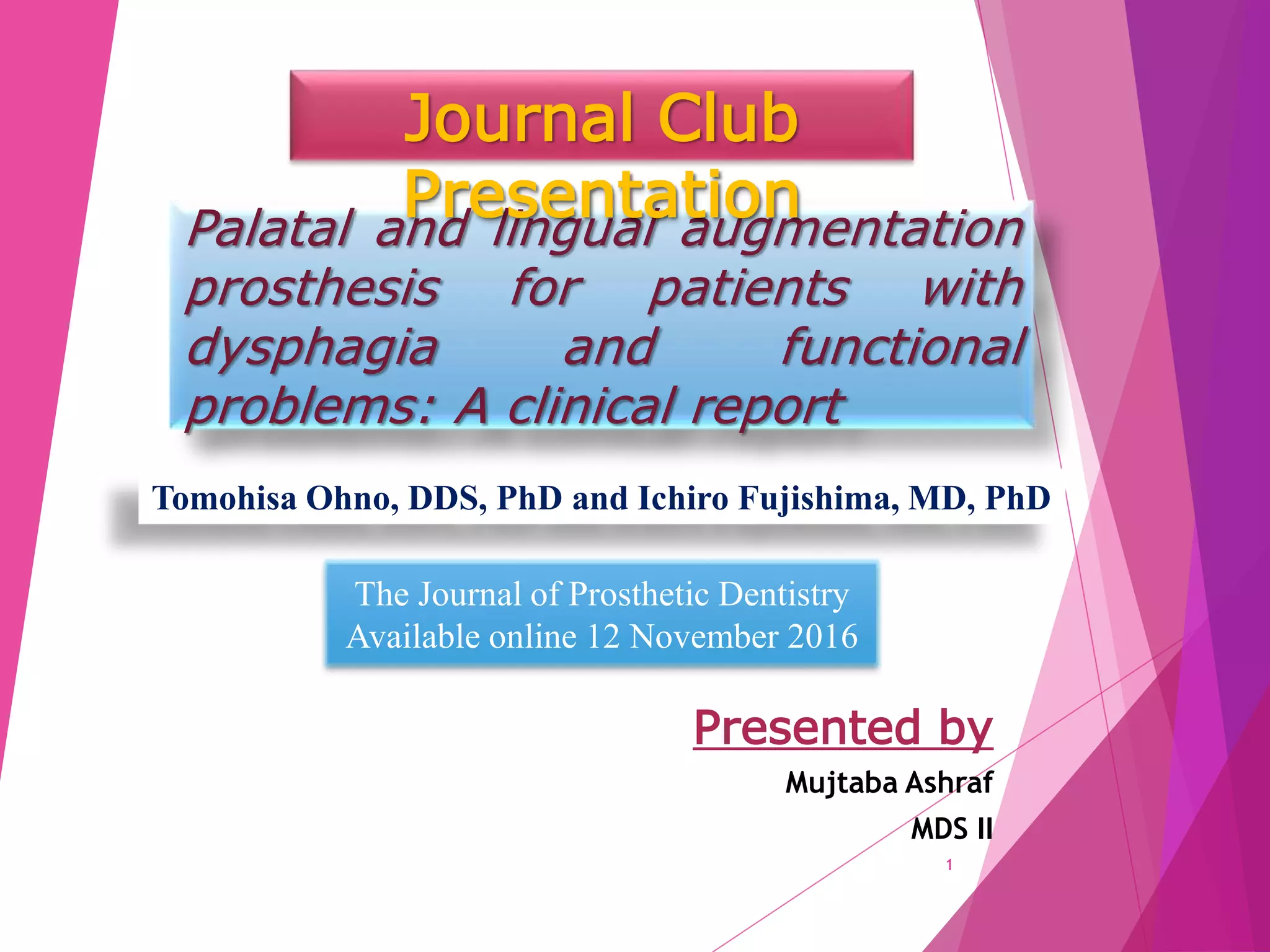 Journal Club for prosthodontics | PPTX