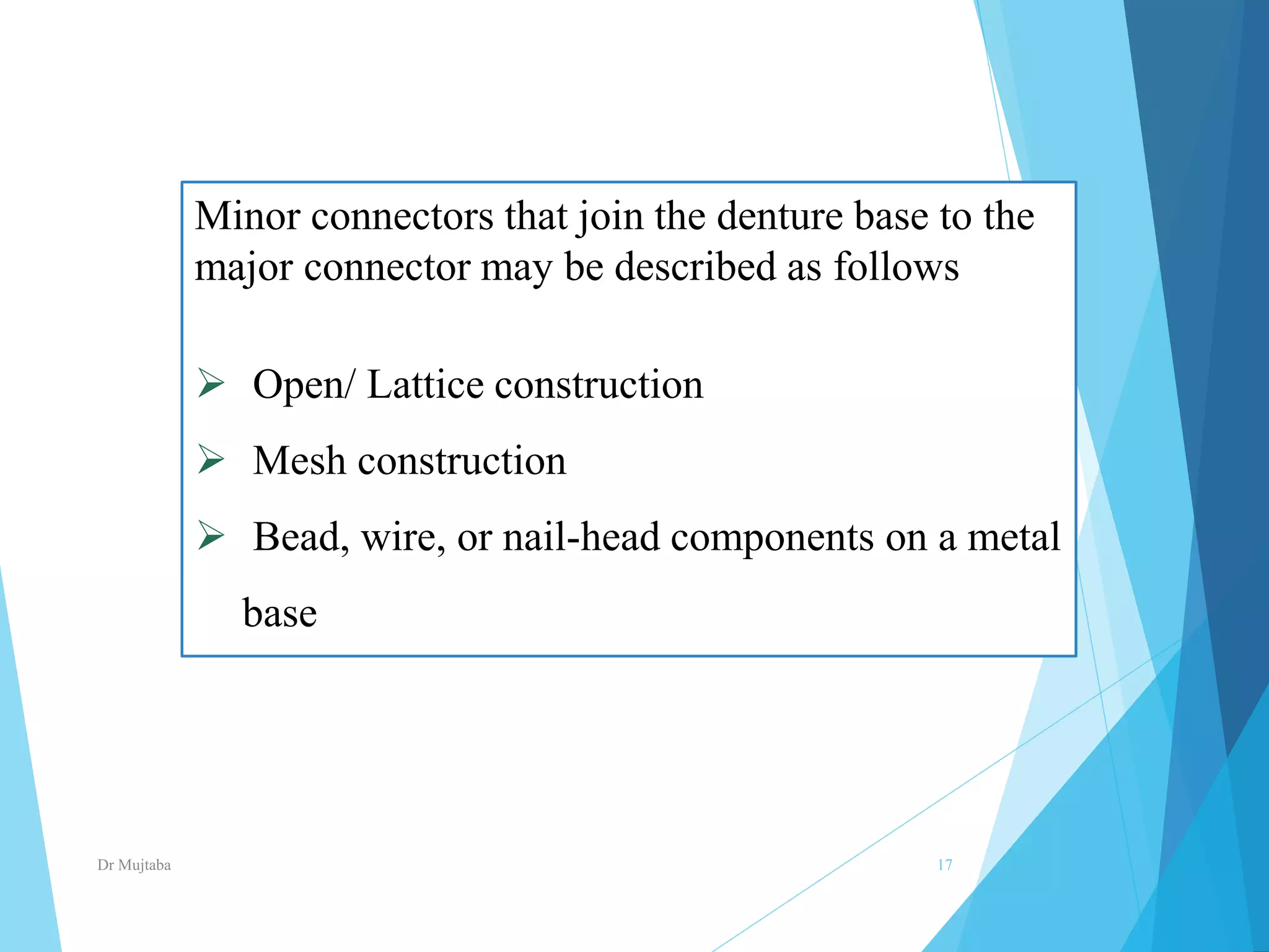 Minor connectors, rests & rests seats In prosthodontics | PPTX