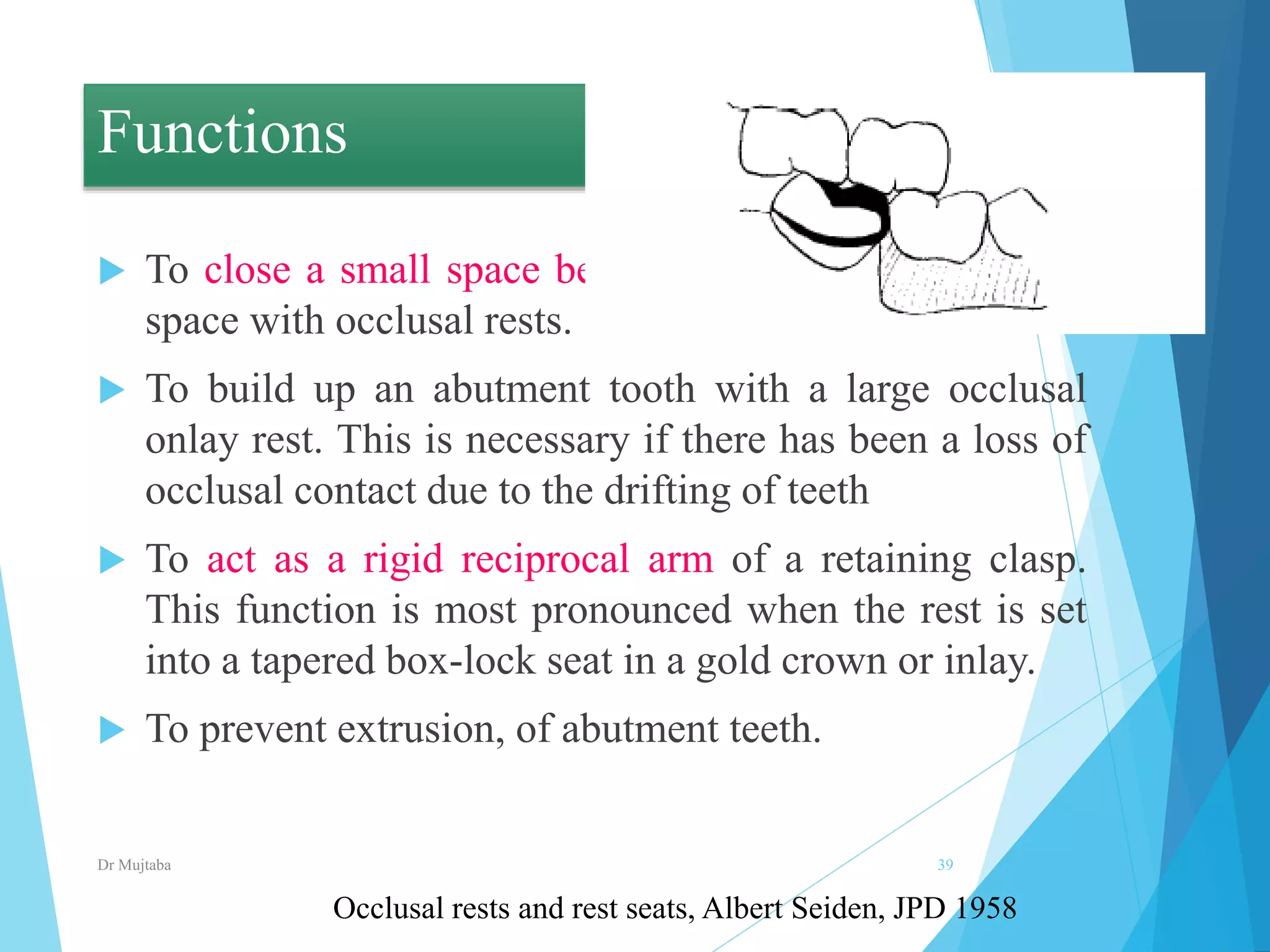Minor connectors, rests & rests seats In prosthodontics | PPTX