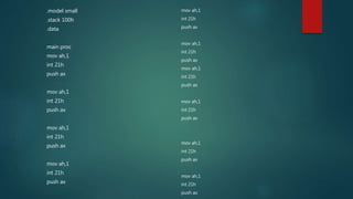 stack in assembally language | PPTX