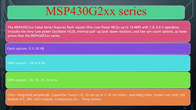 OVERVIEW OF MSP430G2553 | PPTX | Computer Peripherals | Computing
