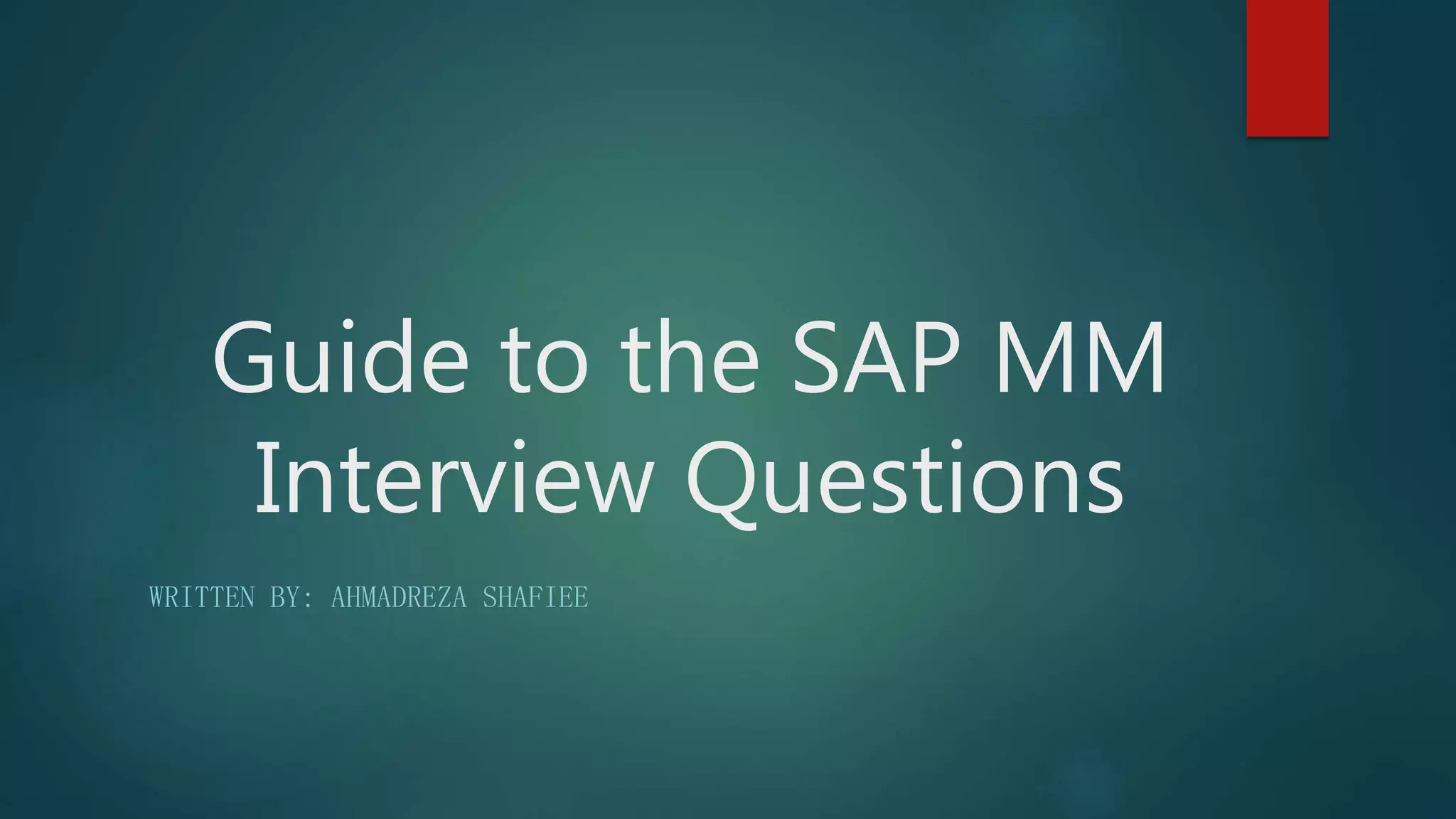SAP MM Interview Questions | PPTX