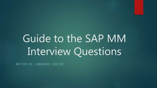 SAP MM Interview Questions | PPT