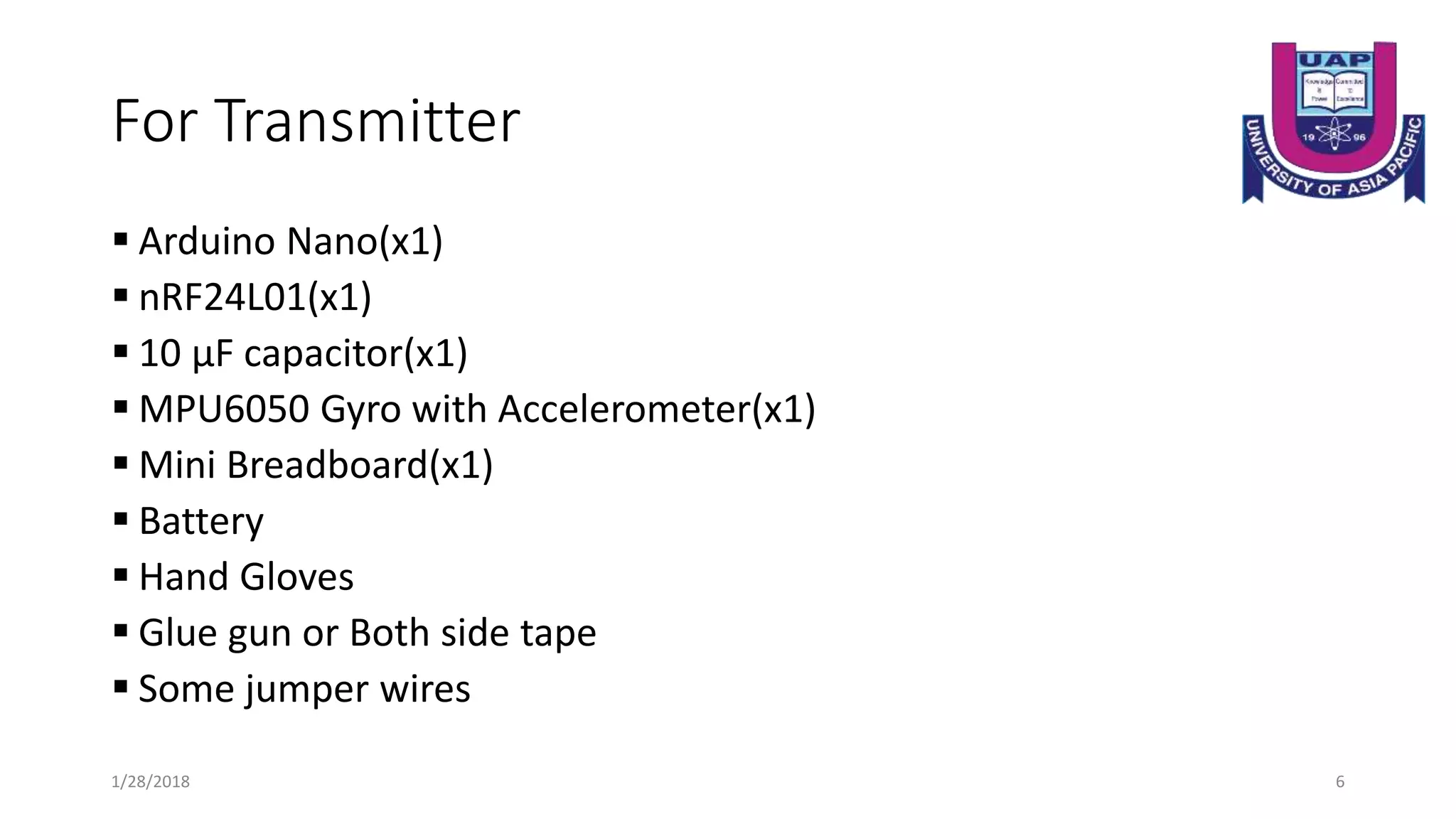 Hand gesture controlled robot with arduino | PPTX