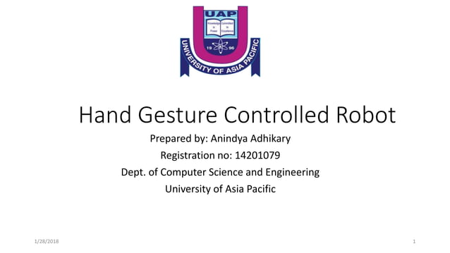 Hand gesture controlled robot with arduino | PPTX