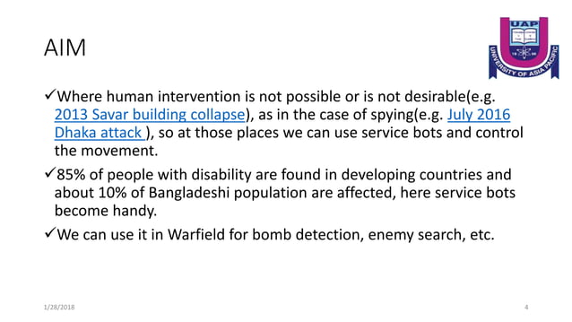 Hand gesture controlled robot with arduino | PPTX
