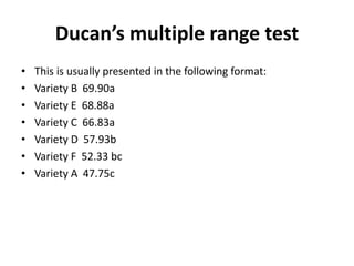 Ducan’s multiple range test - - Dr. Manu Melwin Joy - School of ...