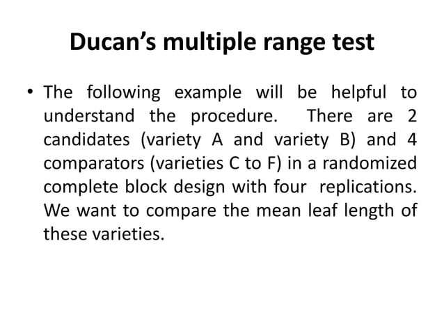 Ducan’s multiple range test - - Dr. Manu Melwin Joy - School of ...