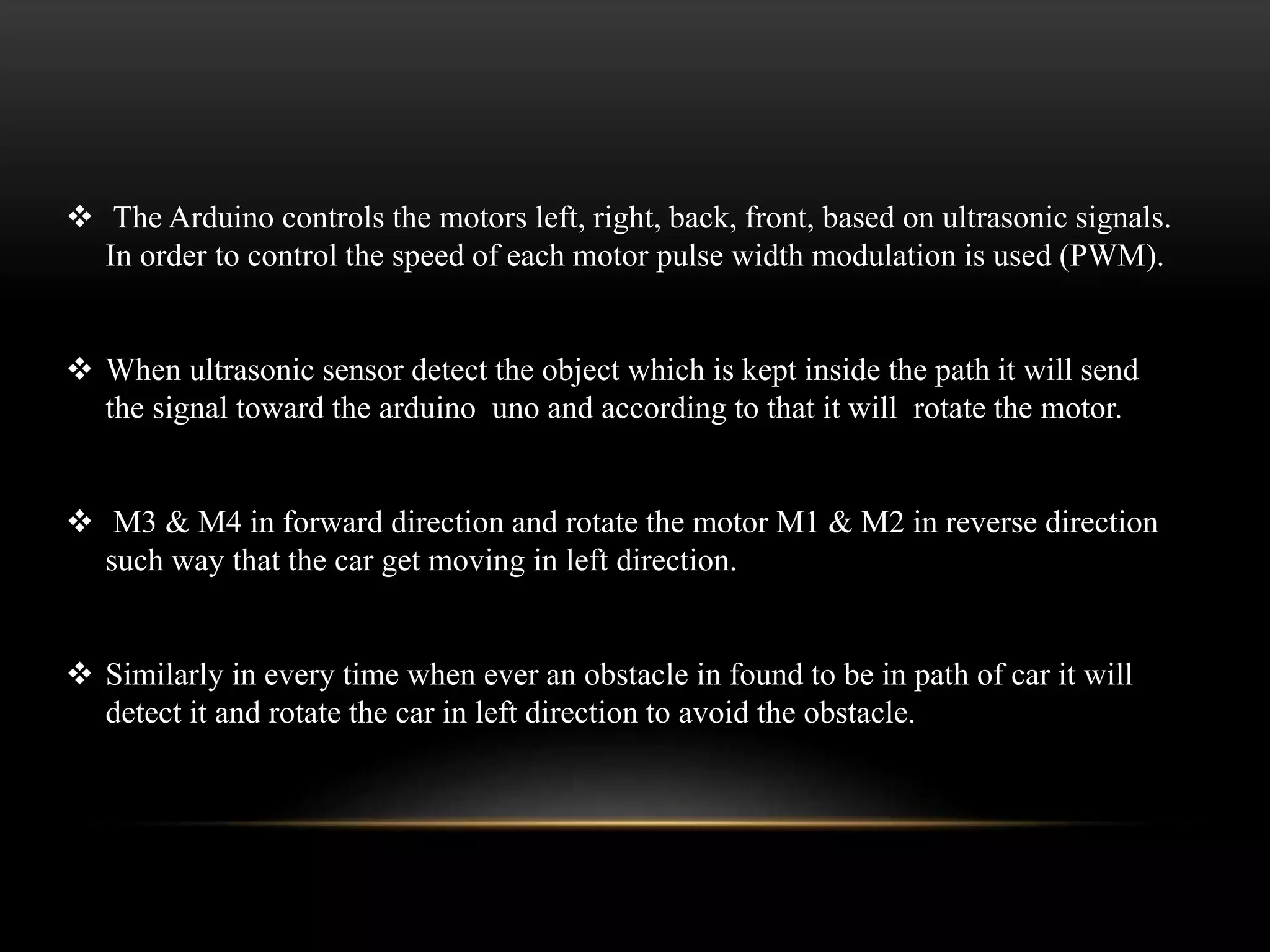 OBSTACLE AVOIDING CAR | PPTX | Robotics | Technology & Computing