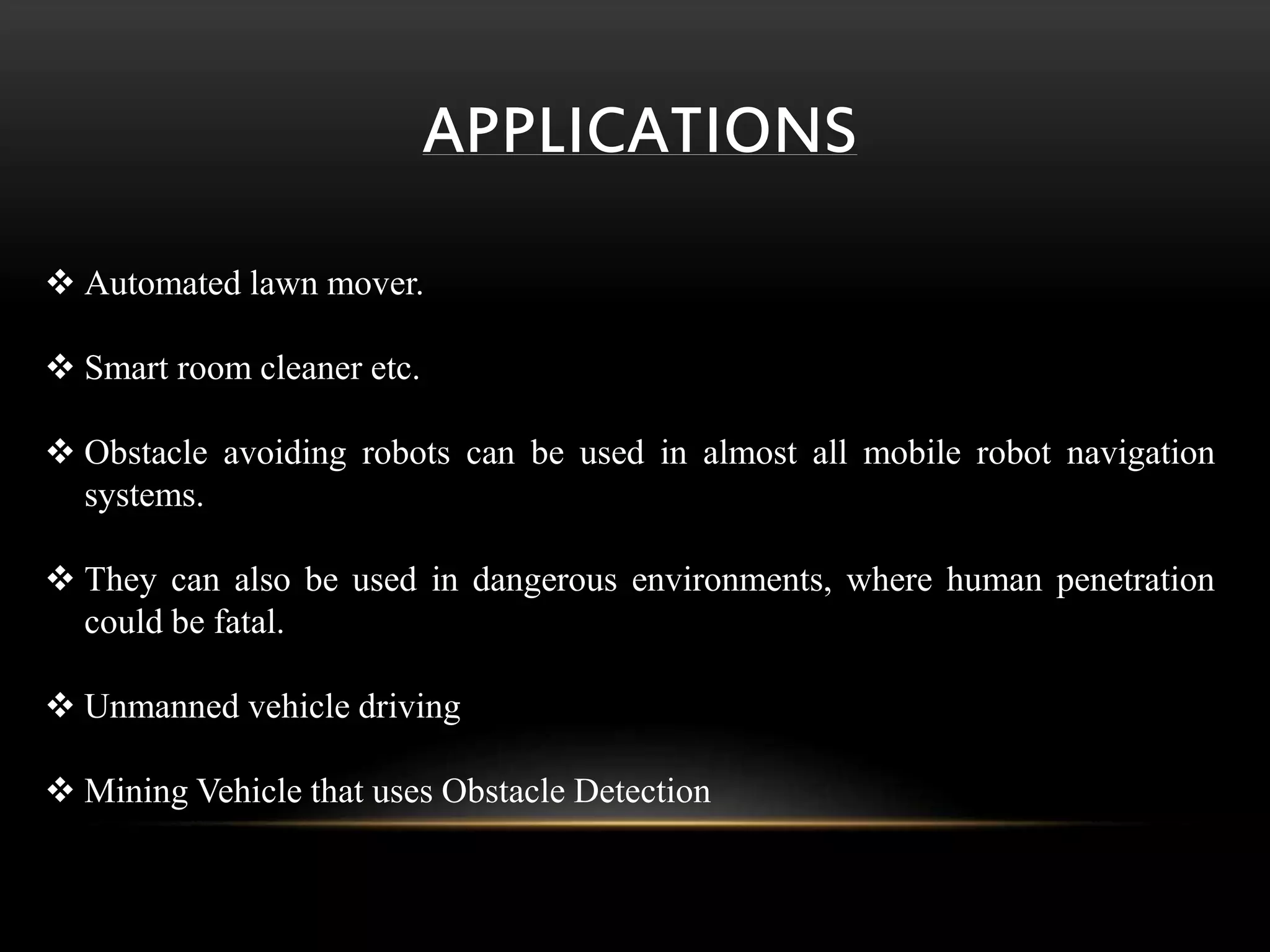 OBSTACLE AVOIDING CAR | PPTX | Robotics | Technology & Computing