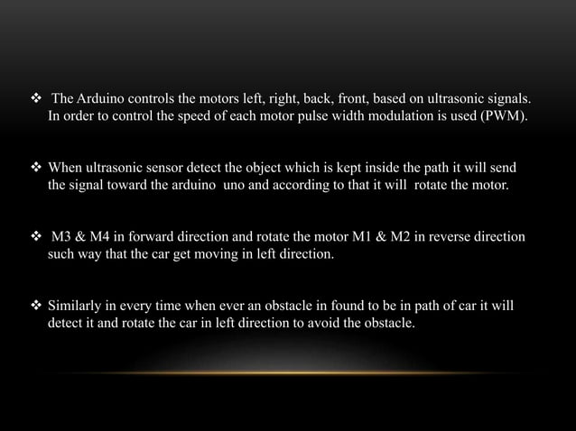 OBSTACLE AVOIDING CAR | PPTX | Robotics | Technology & Computing