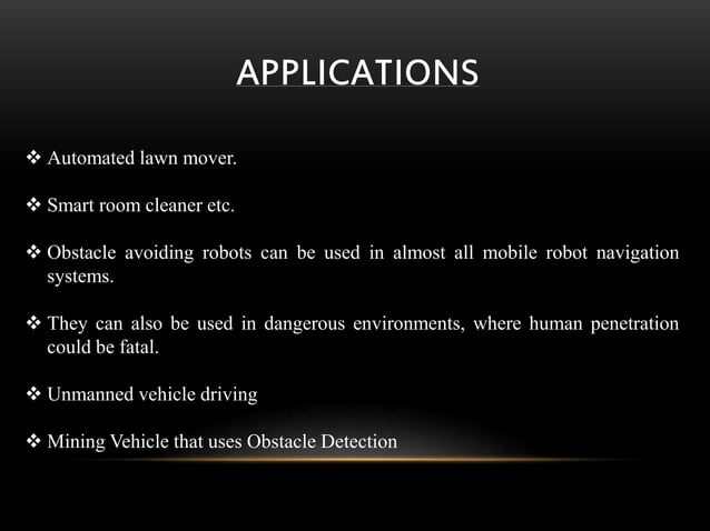 OBSTACLE AVOIDING CAR | PPTX | Robotics | Technology & Computing
