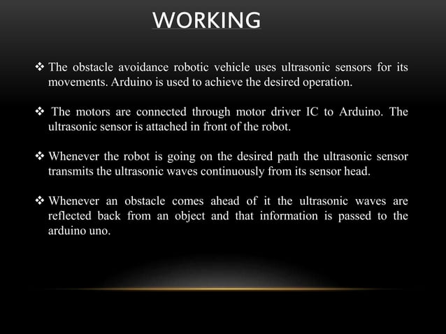 OBSTACLE AVOIDING CAR | PPTX | Robotics | Technology & Computing