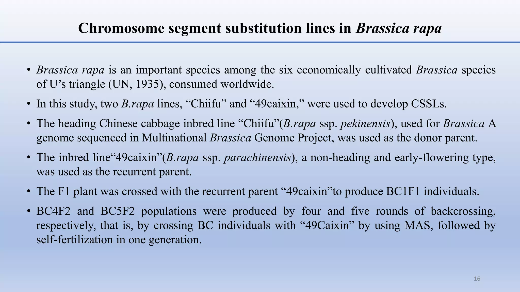 Development of chromosome substitution lines and their utilization in ...