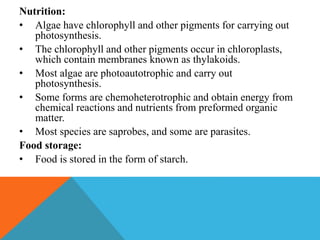 Phycology- GENERAL CHARACTERISTICS OF ALGAE | PPTX