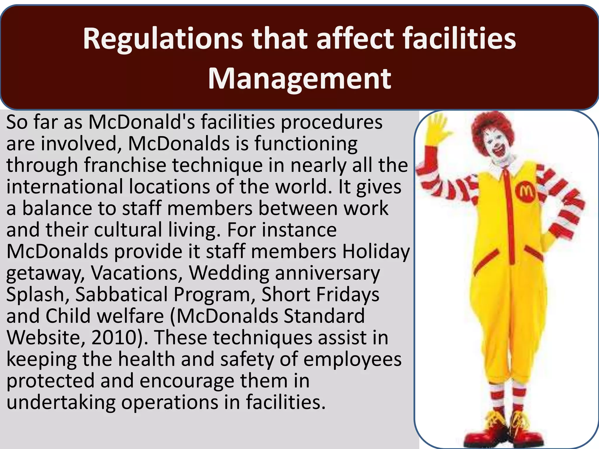 Facilities Operation & Management (McDonald's Overview) | PPTX