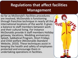 Facilities Operation & Management (McDonald's Overview) | PPTX