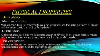 Physical properties of Carbohydrates | PPTX