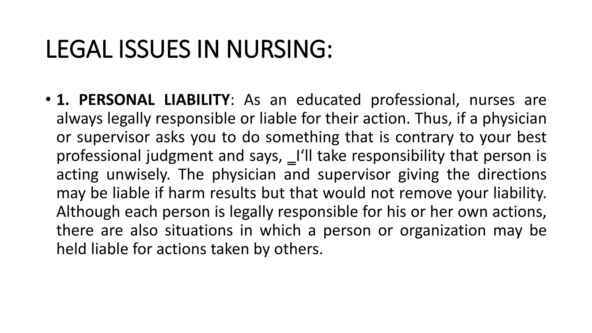 legal issue in nursing. | PPTX