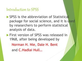 "A basic guide to SPSS" | PPTX