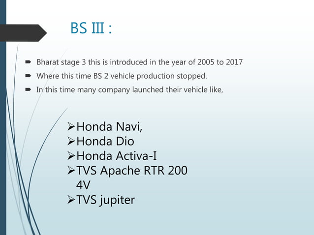 Bharath stage emission control | PPTX