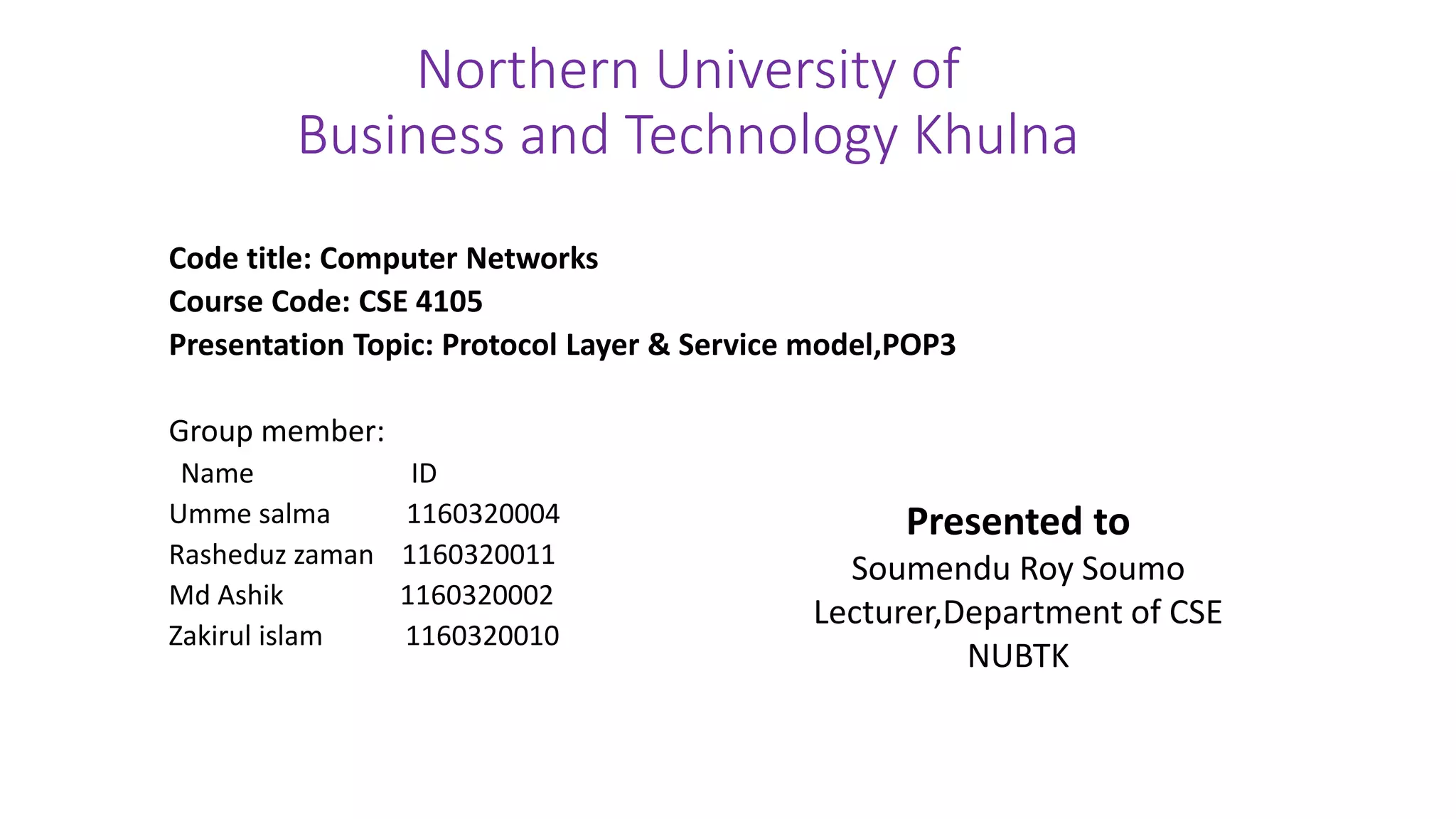 Protocol layer,OSI model & POP3 | PPTX