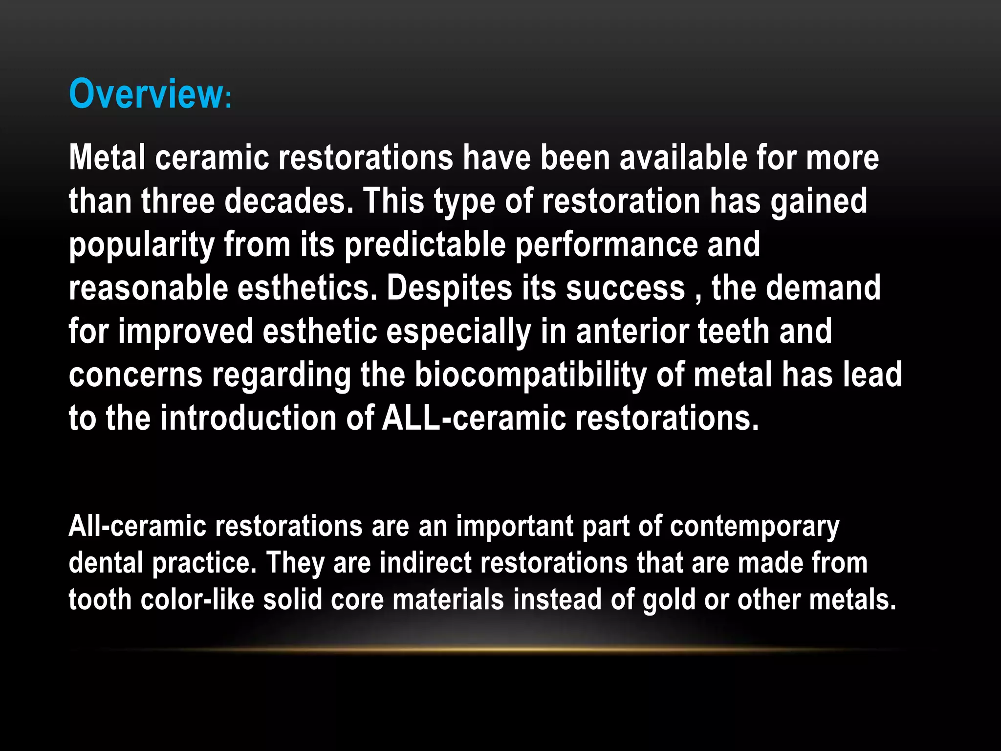 all ceramic restoration | PPTX