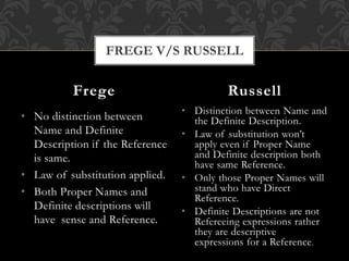 Theory of definite description by Bernard Russell. Frege vs Russell | PPTX