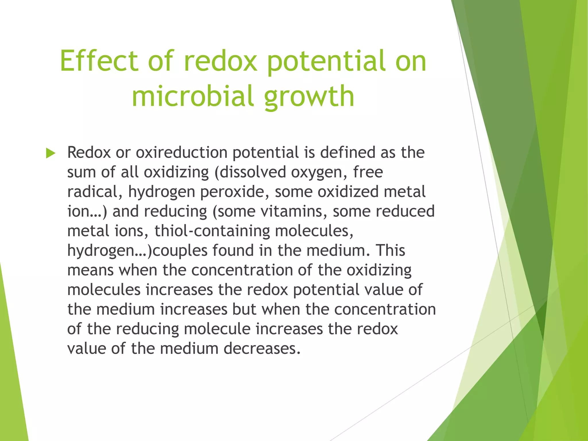 redox theory of food spoilage | PPTX