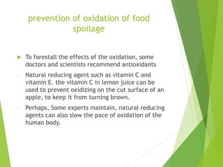redox theory of food spoilage | PPTX