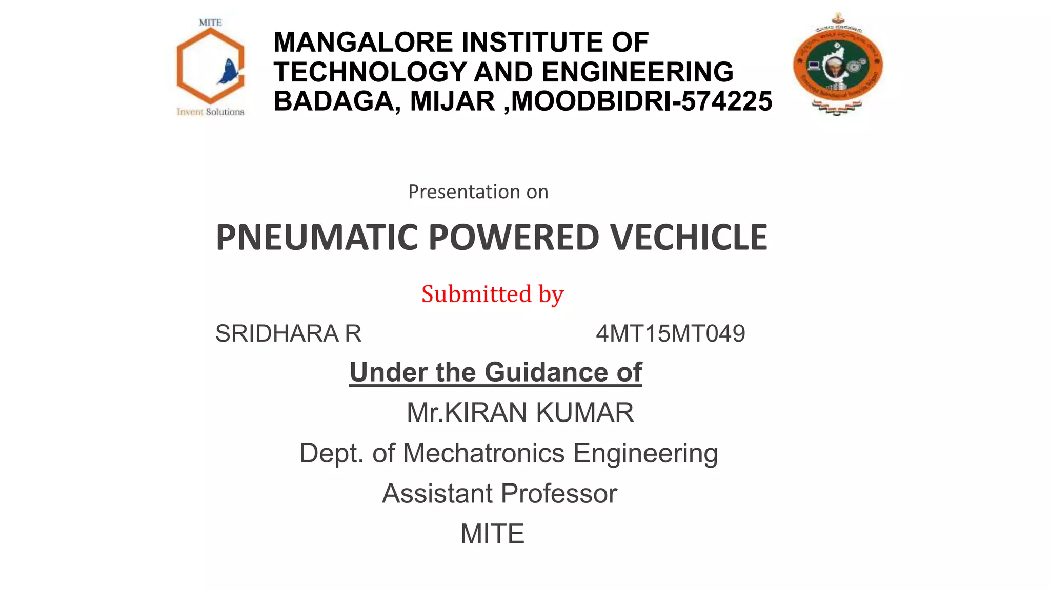 Pneumatic powered Vechicle | PPTX
