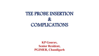 Transesophageal echocardiography complications and probe insertion ...