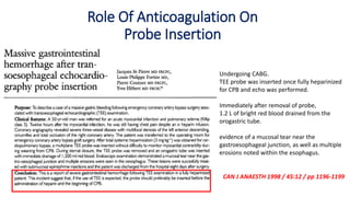 Transesophageal echocardiography complications and probe insertion ...