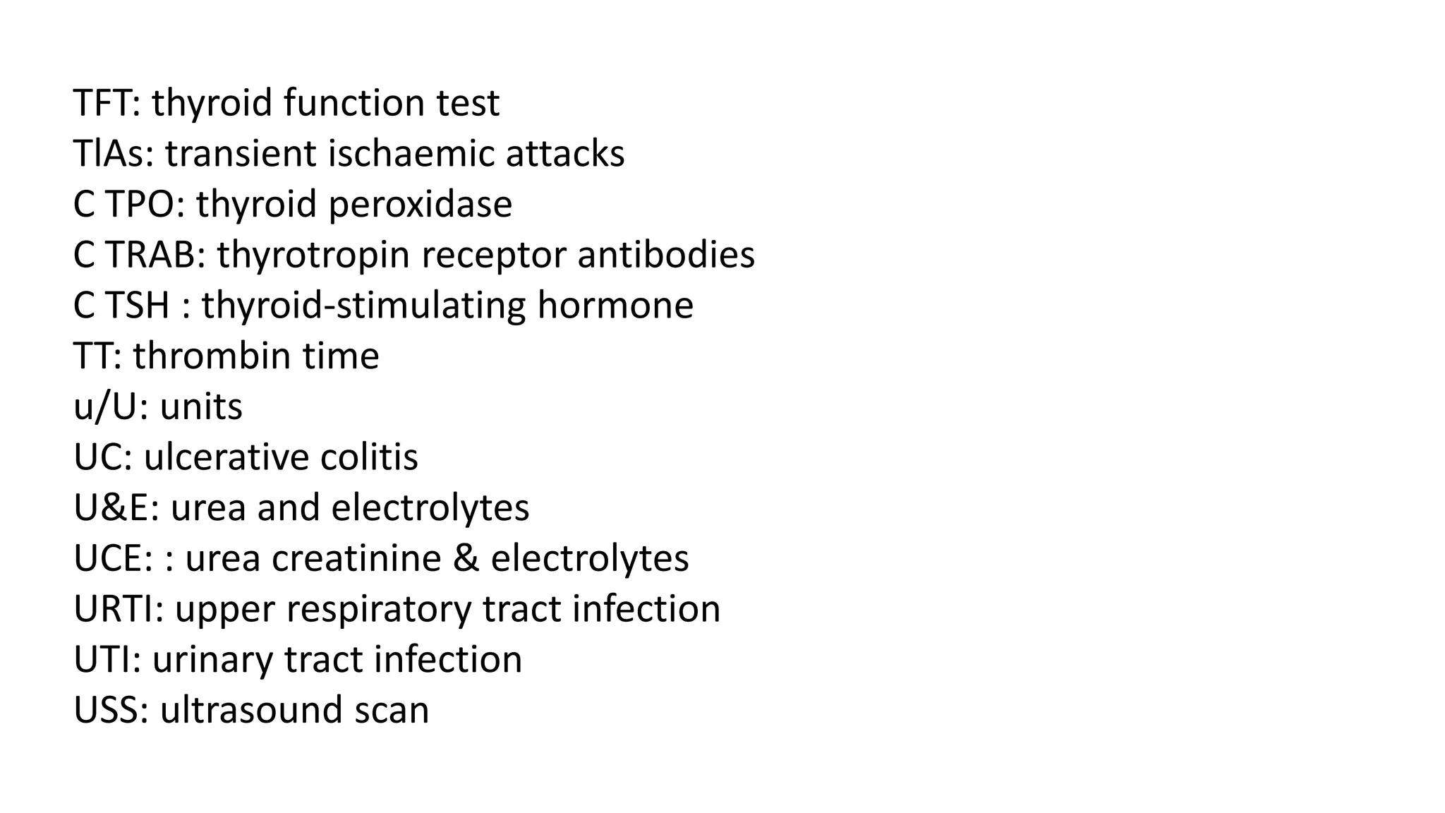 A long chart of medical abbreviations | PPTX