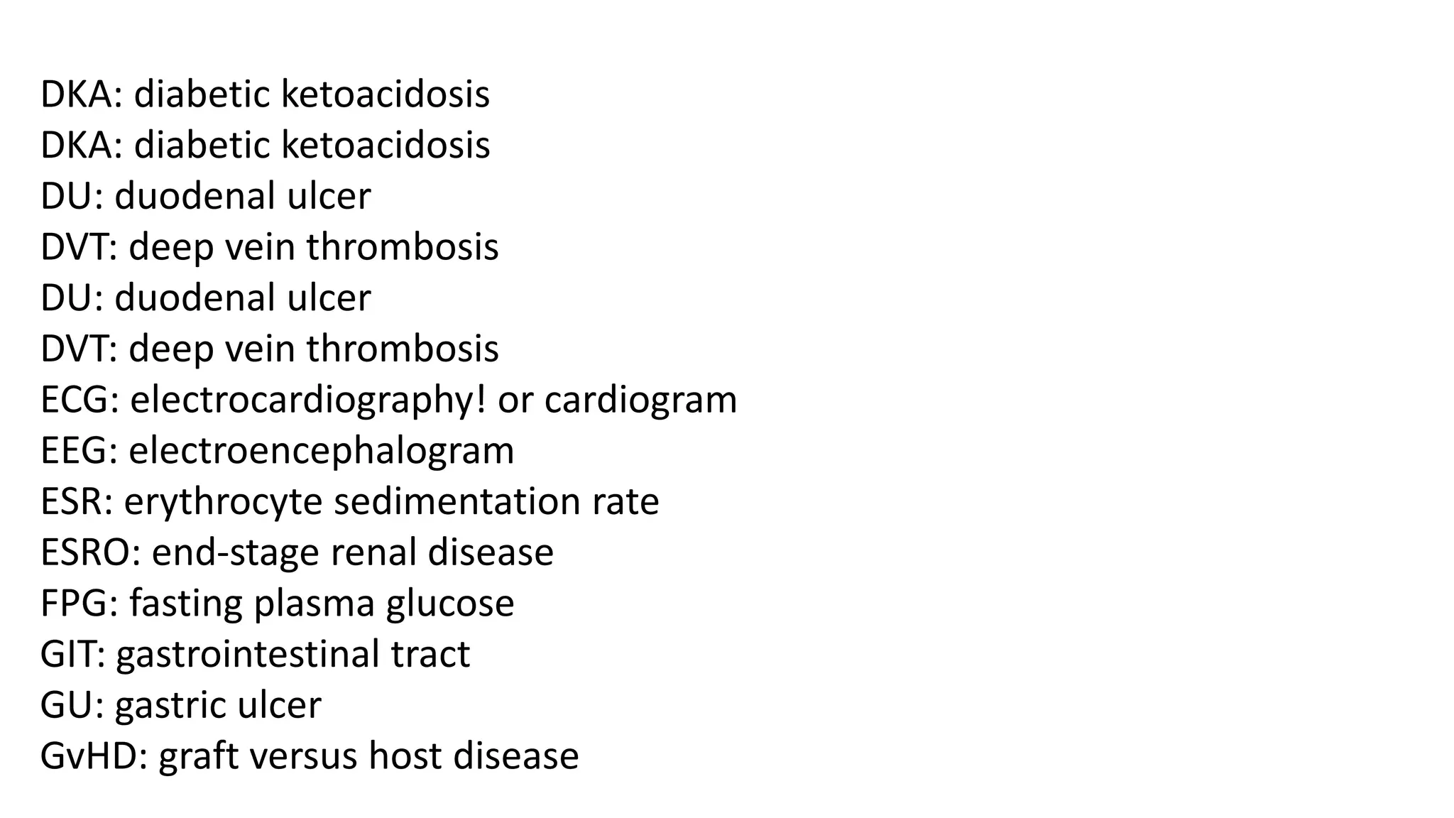 A long chart of medical abbreviations | PPTX