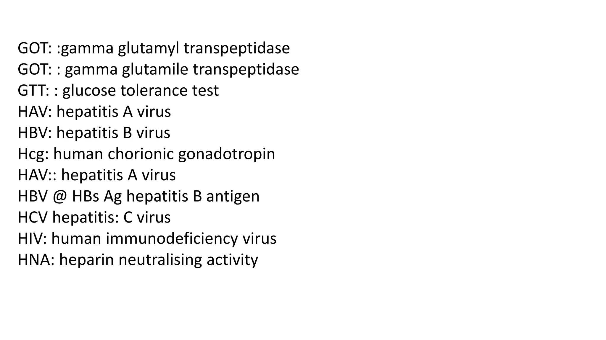 A long chart of medical abbreviations | PPTX
