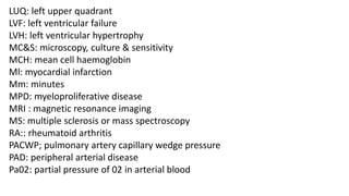 A long chart of medical abbreviations | PPTX