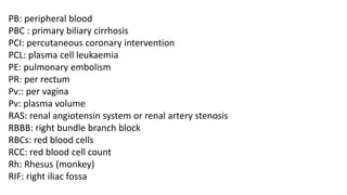 A long chart of medical abbreviations | PPTX