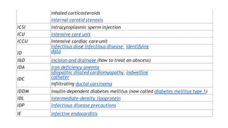 A long chart of medical abbreviations | PPTX