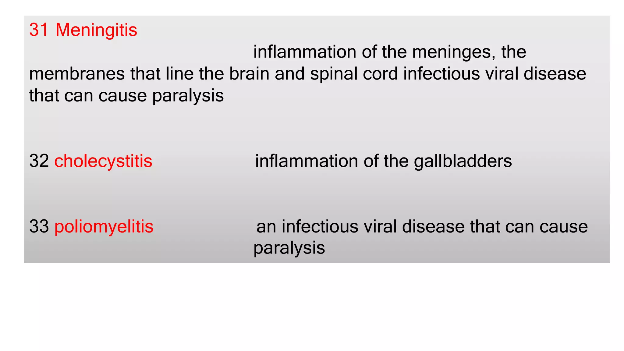 A long chart on important medical terminologies | PPT