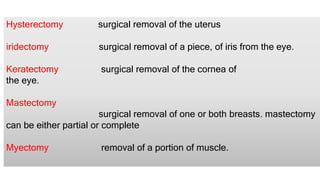 A long chart on important medical terminologies | PPT