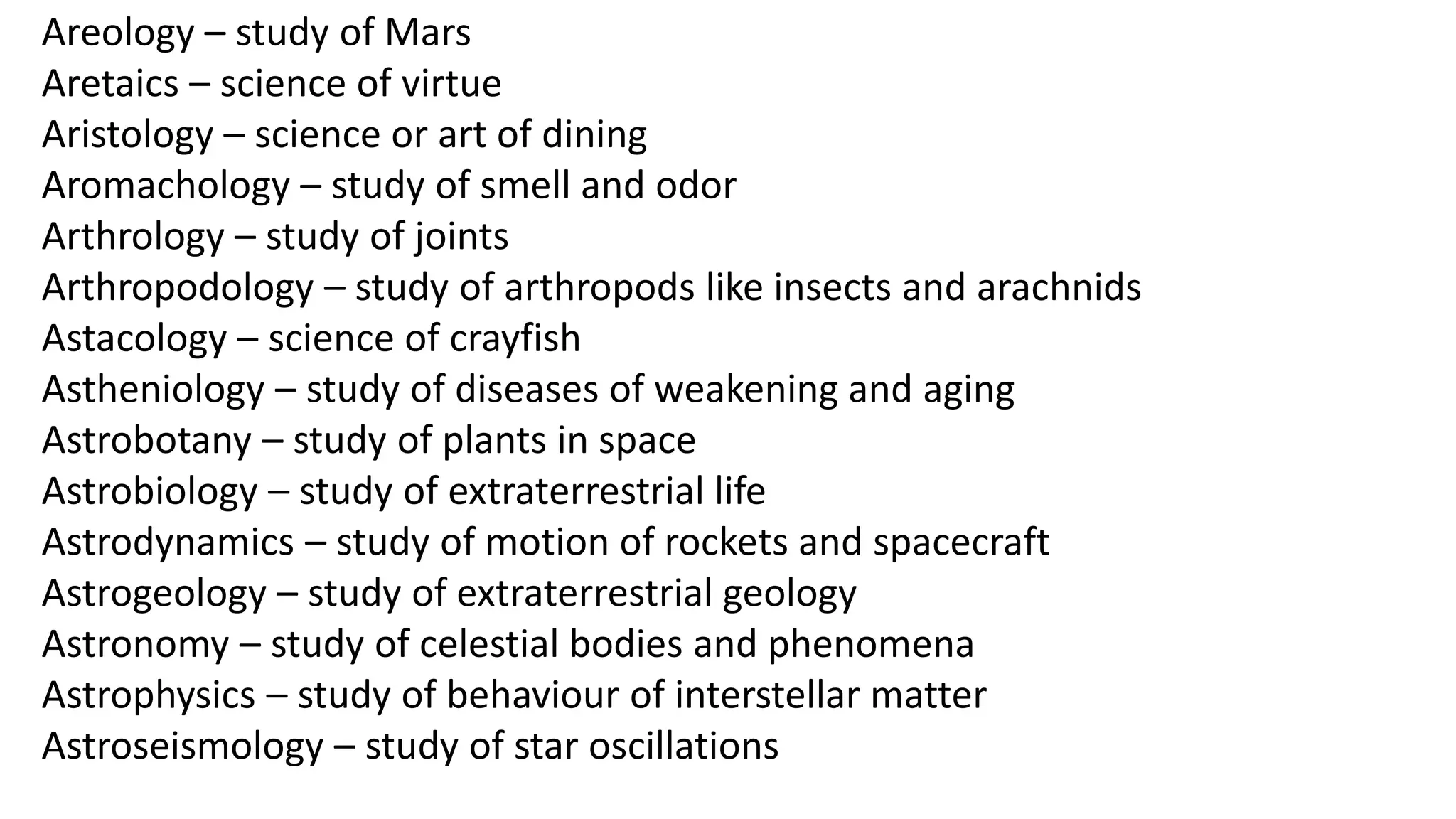 A LONG CHART ON ALL BRANCHES OF SCIENCE & NAMES | PPTX