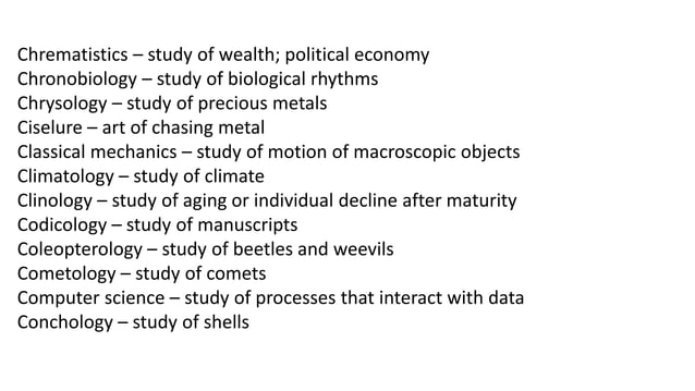 A LONG CHART ON ALL BRANCHES OF SCIENCE & NAMES | PPTX