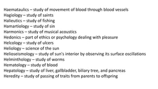 A LONG CHART ON ALL BRANCHES OF SCIENCE & NAMES | PPTX